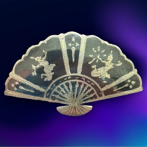 Siam | Jewelry | Vintage Siam Sterling Silver Niello Fan Brooch | Poshmark